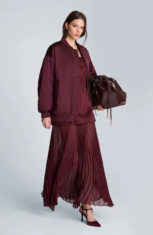 KENNETH COLE Pleated Faux Suede Midi Dress