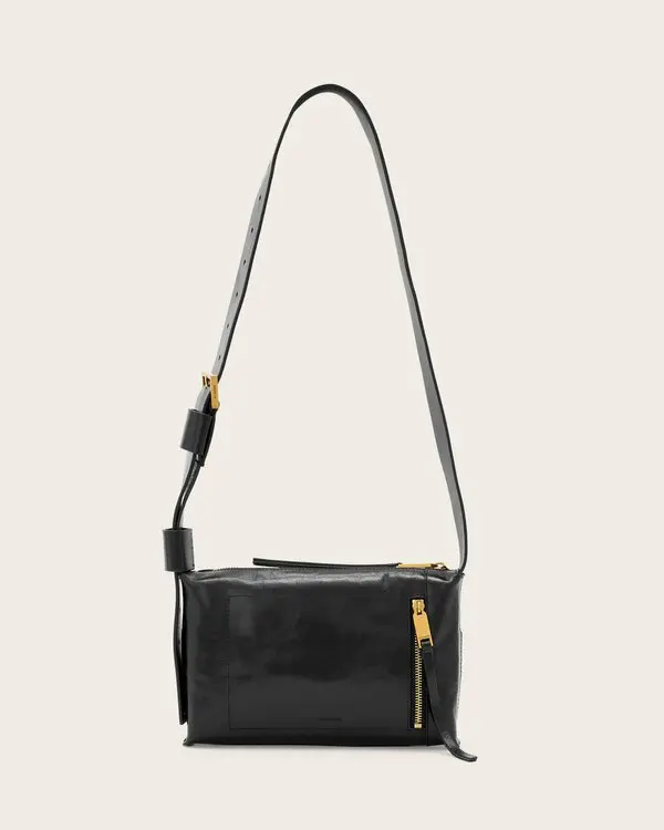 ALLSAINTS Alba Shine Leather Crossbody Bag - Black