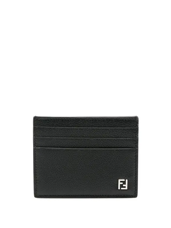 Fendi Portacarte Ff In Pelle Granata - Black