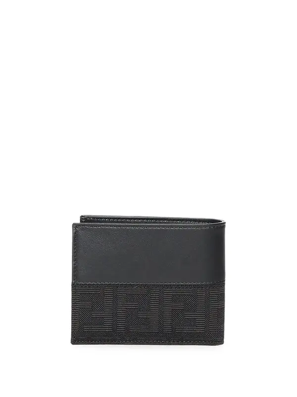 Fendi Portafoglio Bifold Ff Jacquard E Pelle