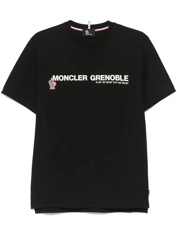 Moncler Grenoble: T-shirt In Misto Cotone Con Logo - Black