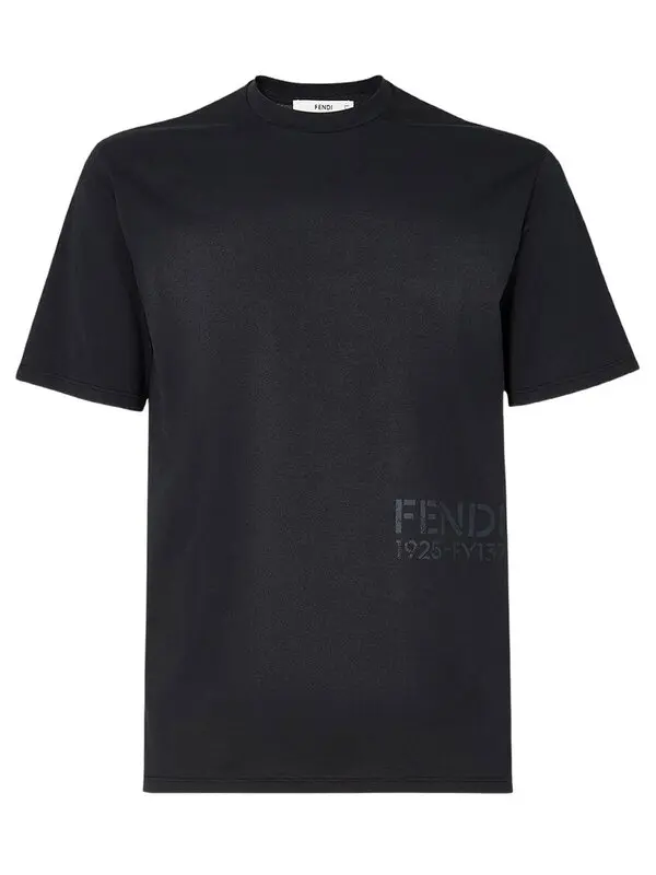 Fendi T-shirt In Cotone Con Stampa Stencil - Black