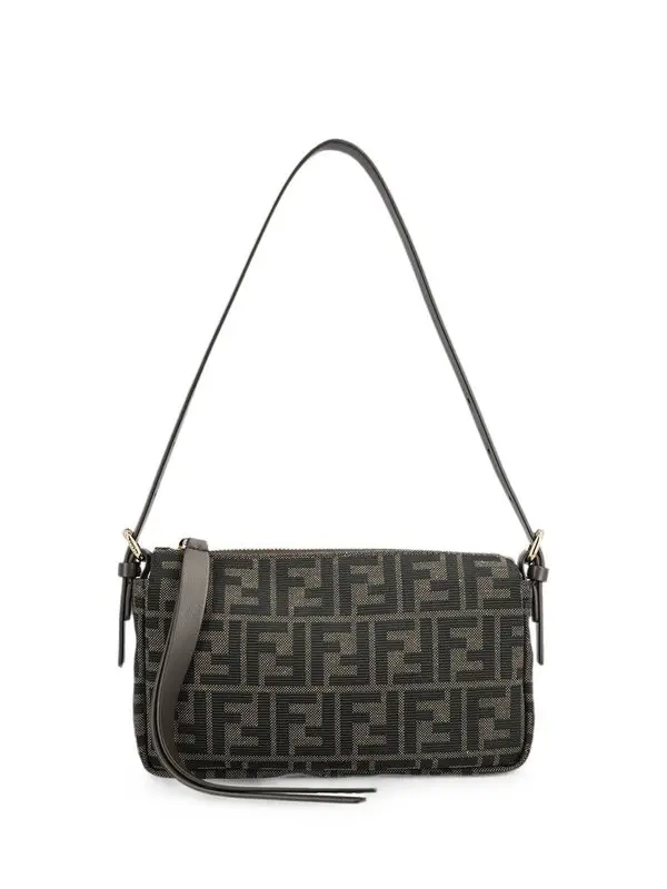 Fendi Borsa Zip Top Small In Tessuto Jacquard Ff Zucca - Brown
