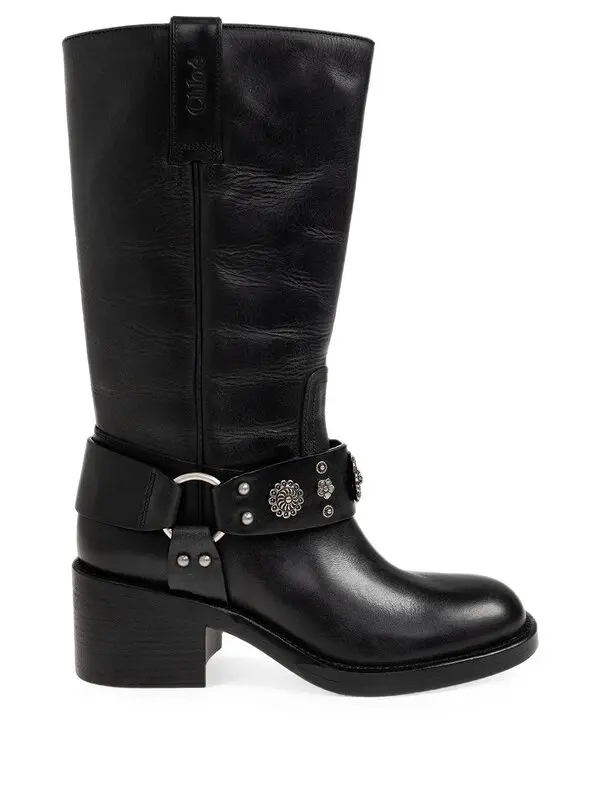 Chloé Stivali Dakota In Pelle Effetto Vintage - Black