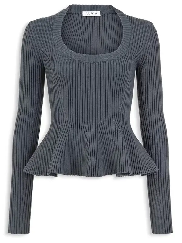Alaïa Top Peplum A Coste - Blue