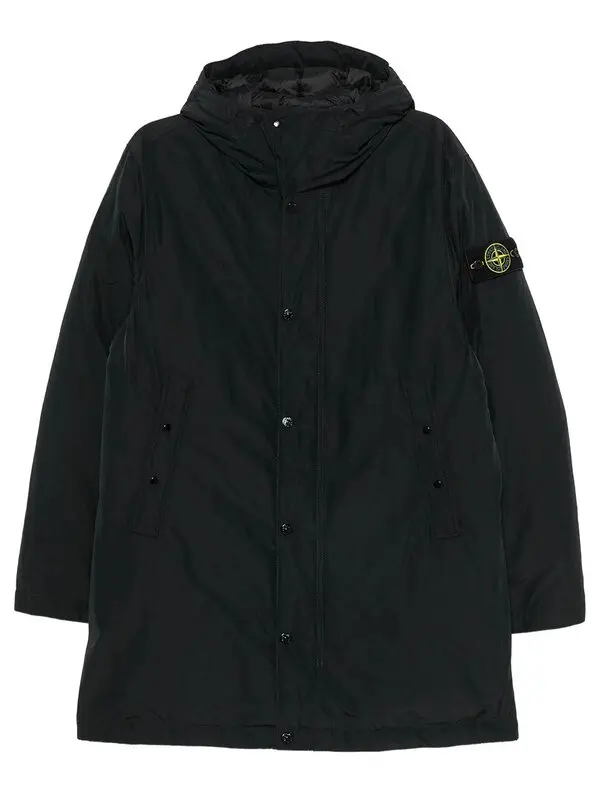 Stone Island Parka Lungo Imbottito Con Antigoccia - Black