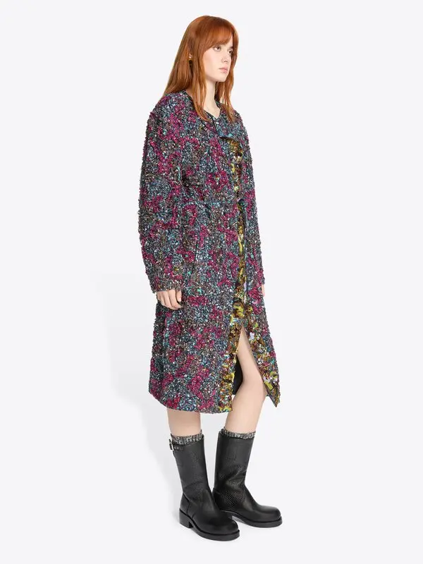 Dries Van Noten Cappotto Ricamato Con Stampe “marbled Clay