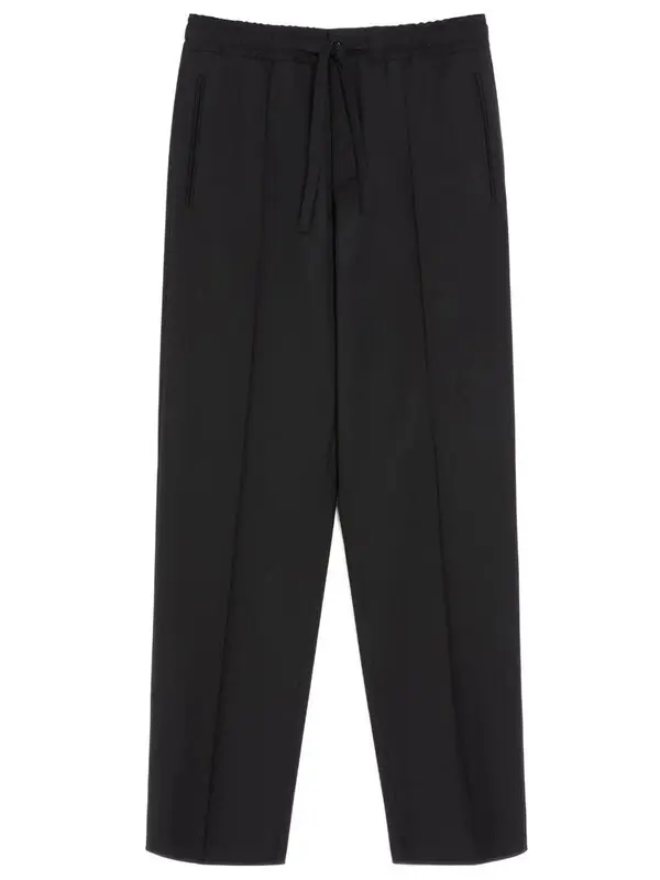 Valentino Garavani Pantalone In Lana Con Ricamo Vlogo - Black