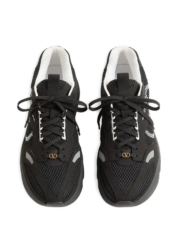 Valentino Garavani Demivee Sneakers In Mesh Fabric With Suede Inserts - Black