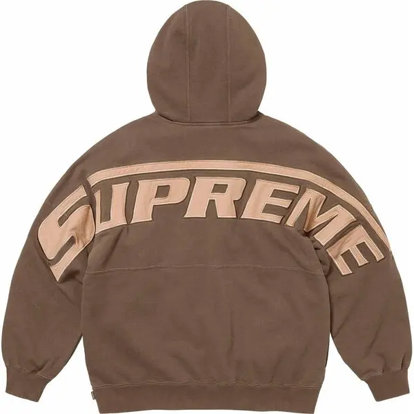 Supreme Wrapped Half Zip Hooded Sweatshirt 'brown Tan