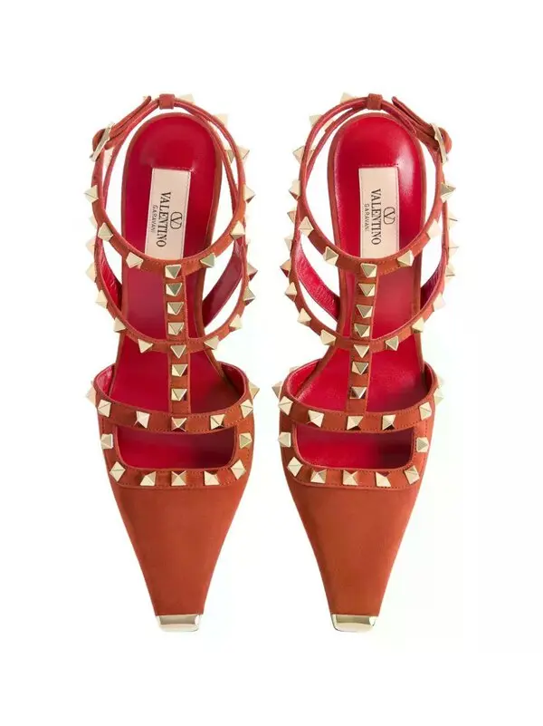 Valentino Garavani Rockstud Suede Pumps 100mm - Red