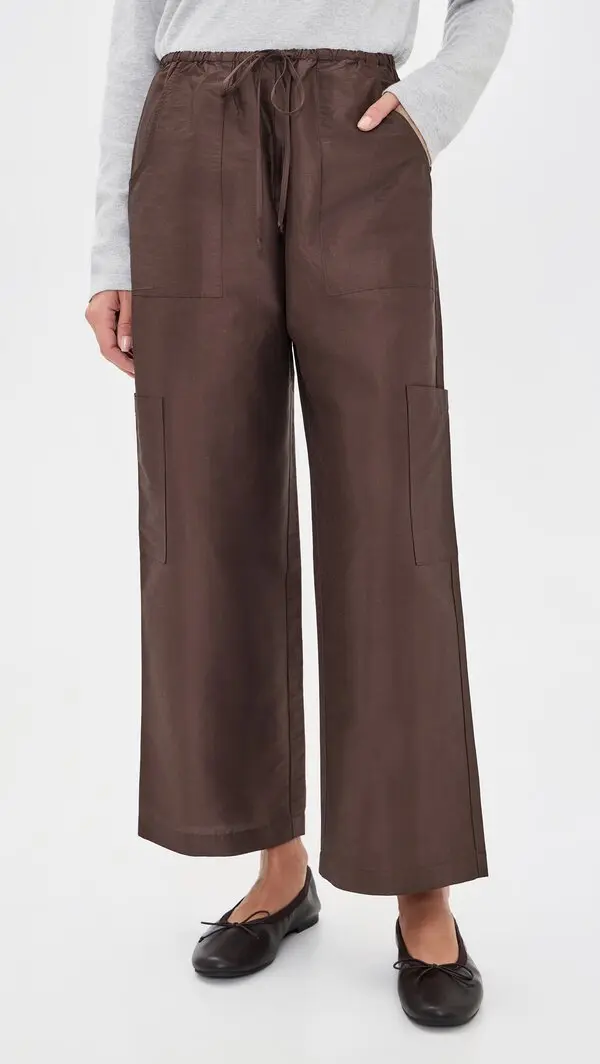 Donni. The Silk Taffeta Drawstring Cargo Pants