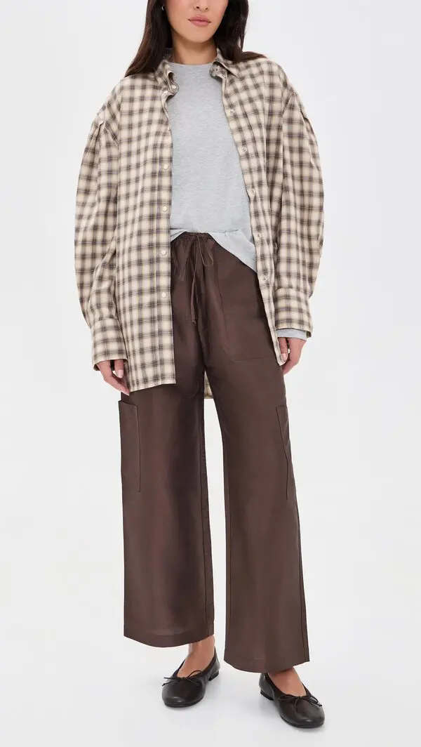 Donni. The Silk Taffeta Drawstring Cargo Pants