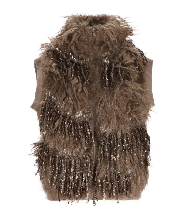 Brunello Cucinelli Zip-up Sleeveless Jumper - Brown