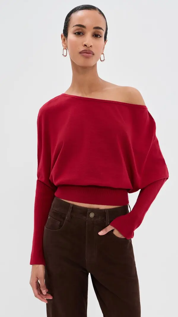 Simkhai Lavina Draped Off Shoulder Sweater