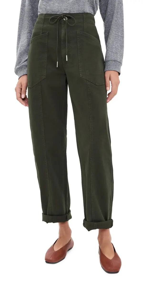 DAZE Villa Drawstring Barrel Pants - Fern