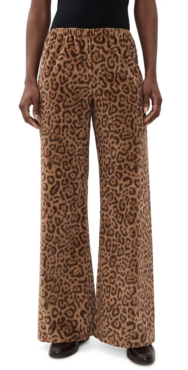 LA LIGNE Printed Velvet Colby Pants - Leopard