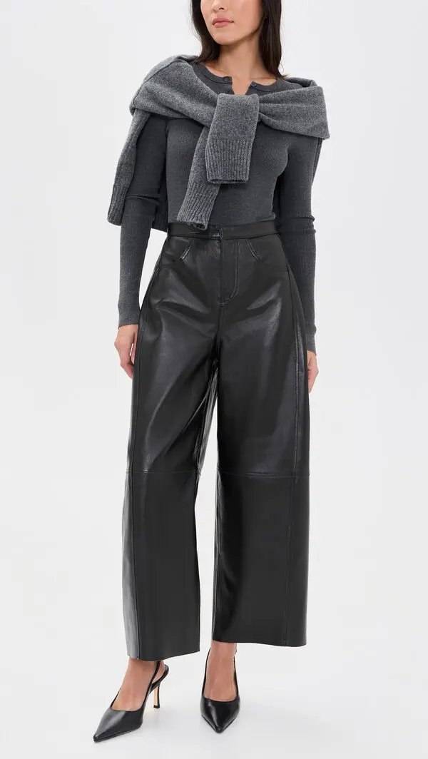 JAMIE HALLER The Lambskin Leather Sculpted Baggy Pants