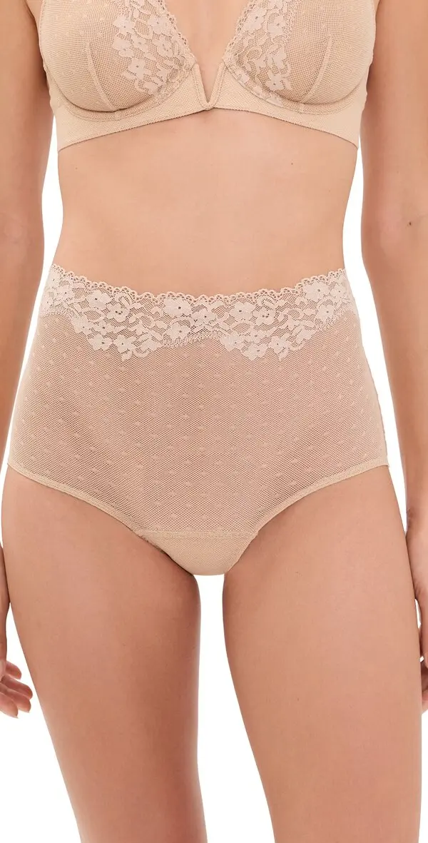Commando Double Take Lace High Rise Bikini Panties - Beige