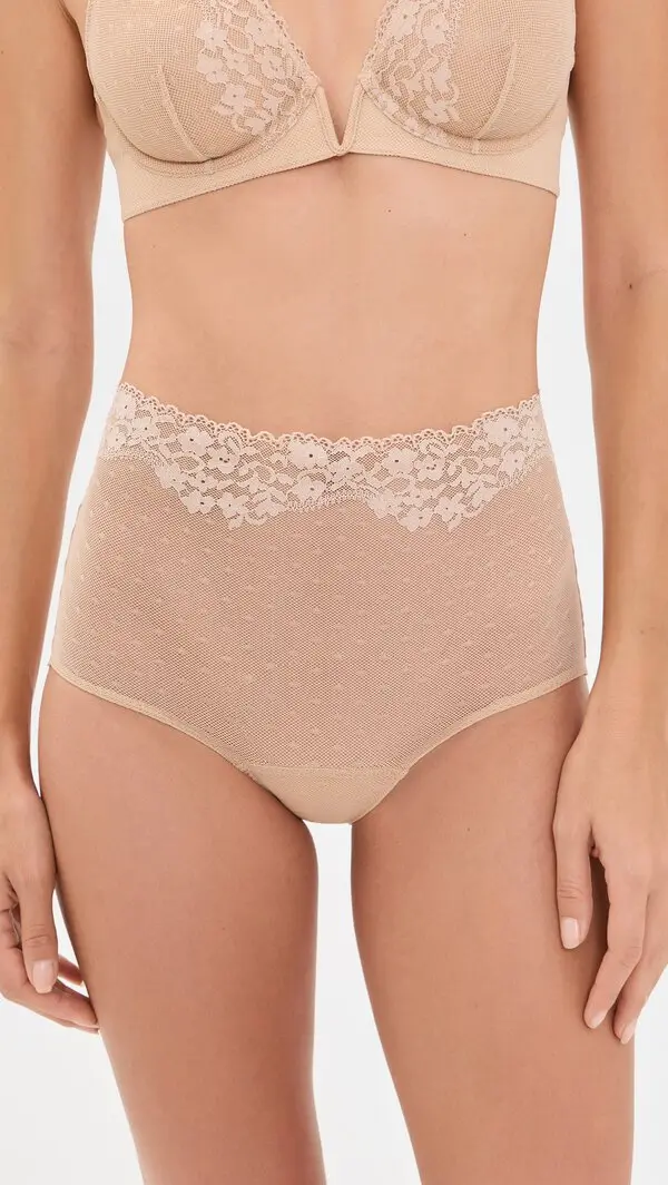 Commando Double Take Lace High Rise Bikini Panties - Beige
