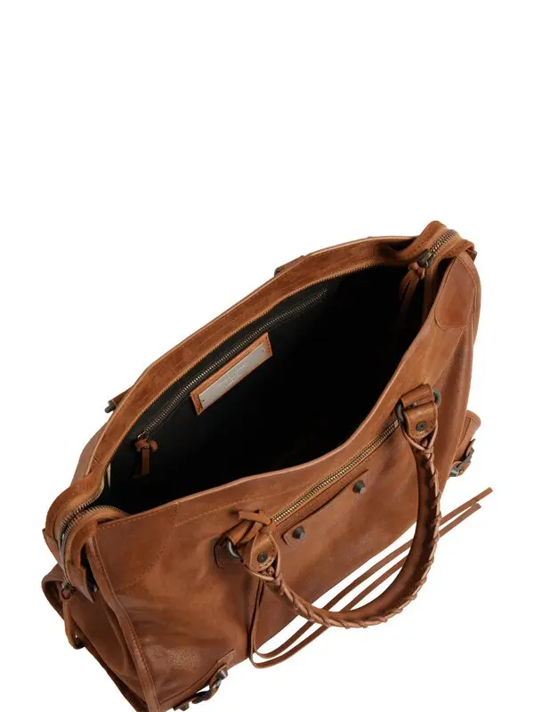 Balenciaga Borsa Le City Media In Pelle Vintage - Brown