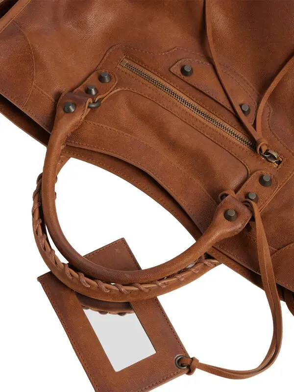 Balenciaga Borsa Le City Media In Pelle Vintage - Brown