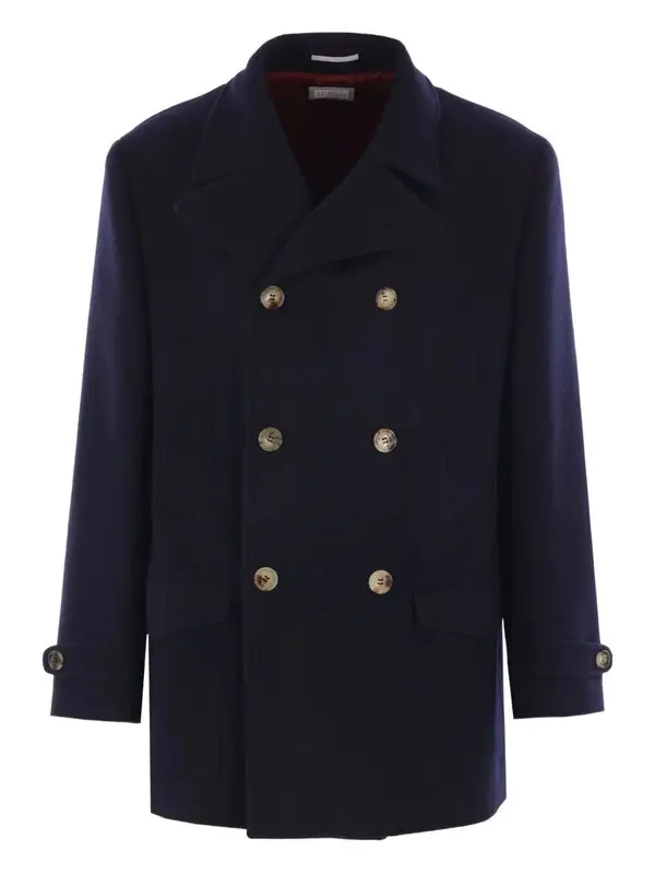 Brunello Cucinelli Double-breasted Wool Coat - Blue