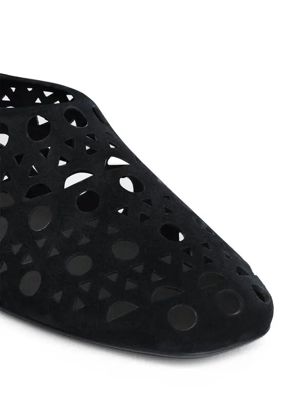 Alaïa Pantofole Vienne In Pelle Di Vitello Effetto Velluto - Black