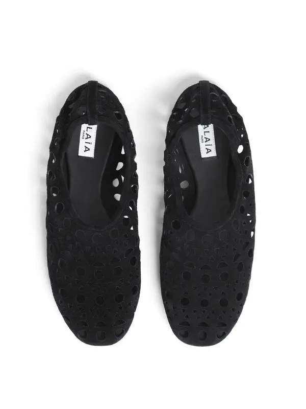Alaïa Pantofole Vienne In Pelle Di Vitello Effetto Velluto - Black