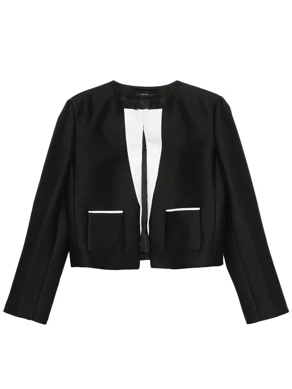 TOM FORD Giacca Spencer In Radzimir Di Lana E Seta Con Dettagli A Contrasto - Black