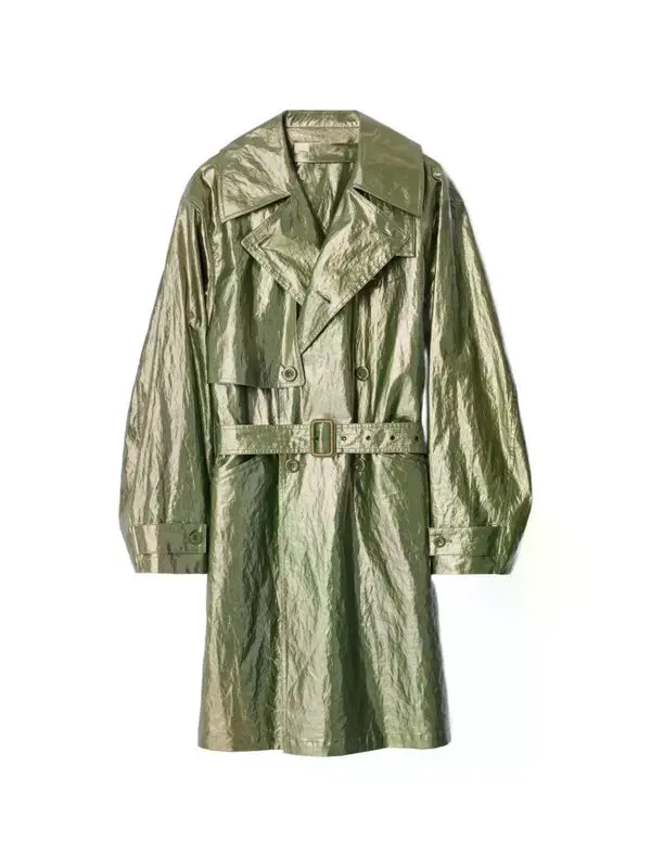 LEMAIRE Trench Coat In Water-repellent Shiny Coated Linen - Gold