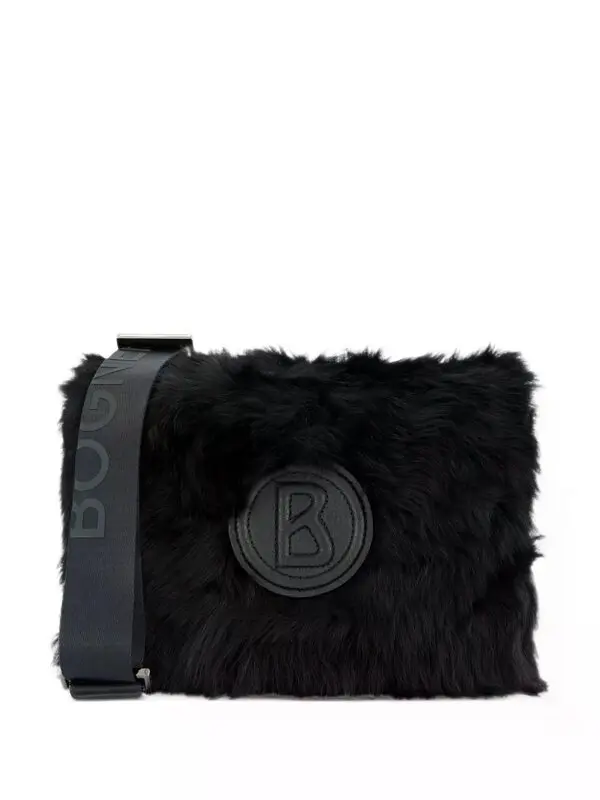 Bogner Logo-patch Faux-fur Shoulder Bag - Black