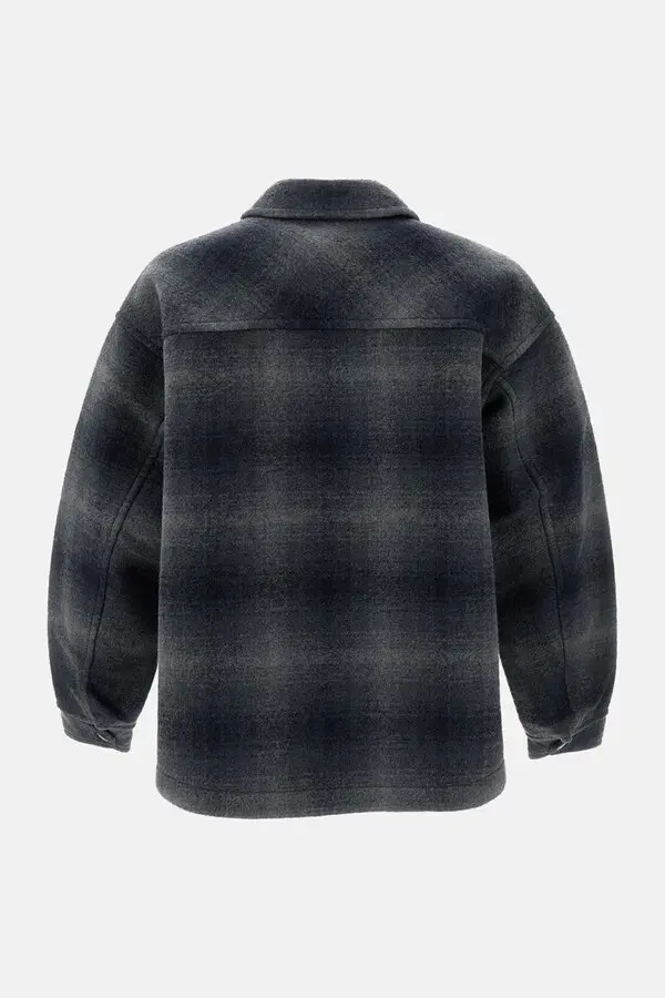 AND WANDER Giacca Con Zip In Lana A Quadri - Grigio