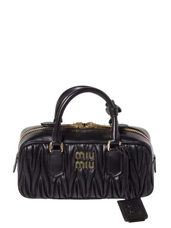 Miu Miu Arcadie Regular Matelassé Nappa Leather Bag - Black