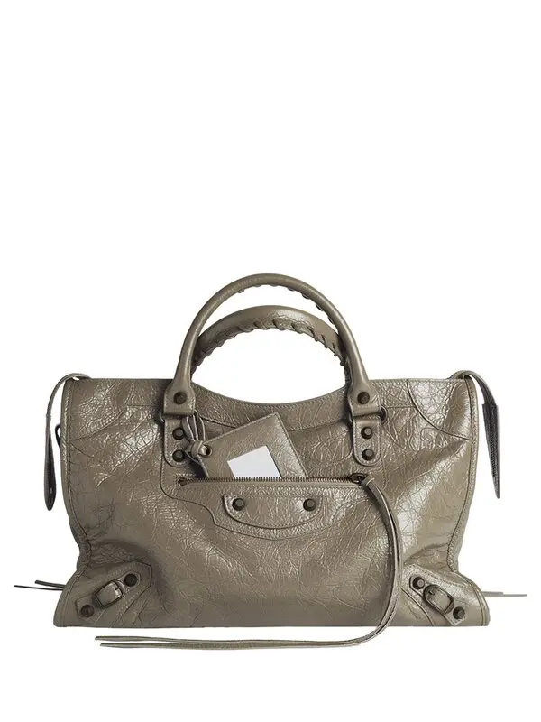 Balenciaga Le City Medium Bag In Arena Leather - Green