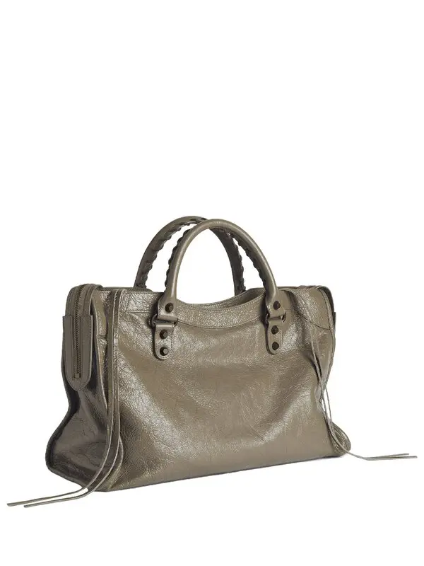 Balenciaga Le City Medium Bag In Arena Leather - Green