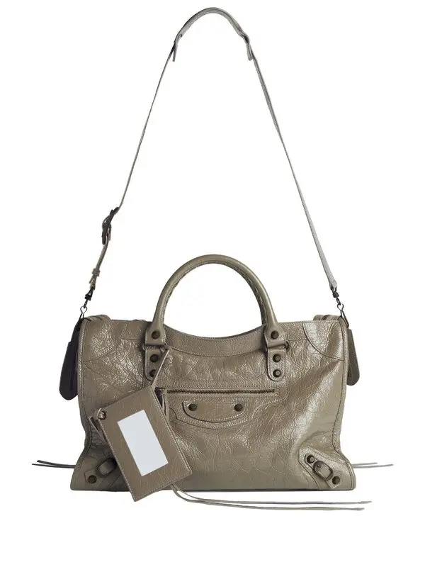 Balenciaga Le City Medium Bag In Arena Leather - Green