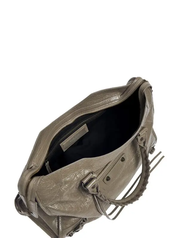 Balenciaga Le City Medium Bag In Arena Leather - Green