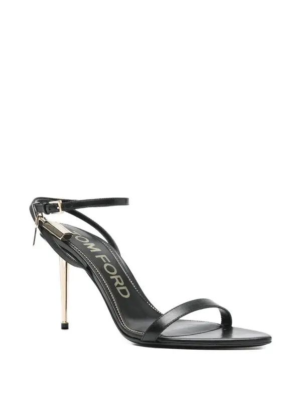 TOM FORD Shiny Leather Padlock Pointy Naked Sandals 85