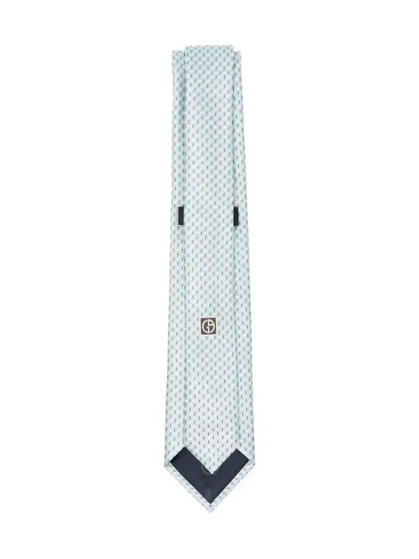 Giorgio Armani Geometric Pattern Silk Tie - Blue