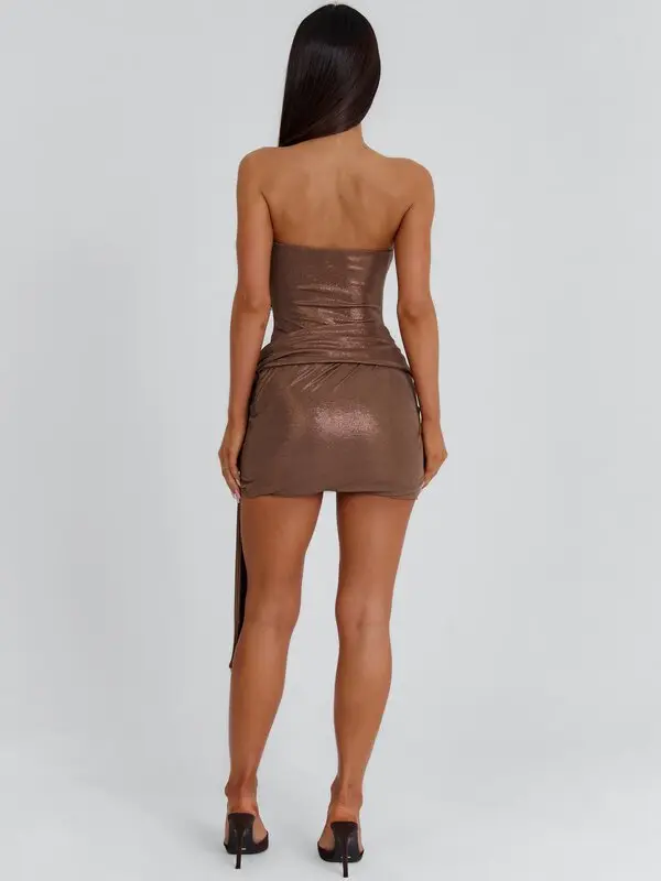 OUTCAST Daylia Mini Dress Bronze - Brown