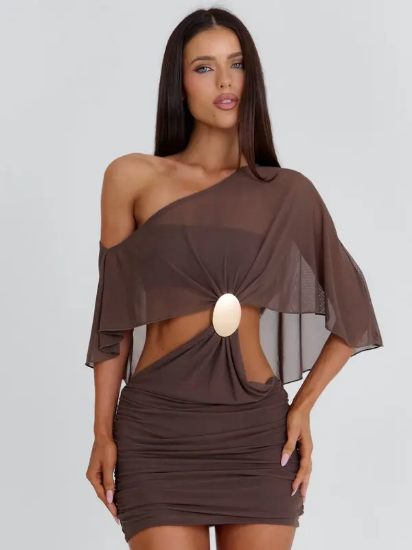 OUTCAST Madisyn Mini Dress Chocolate - Brown