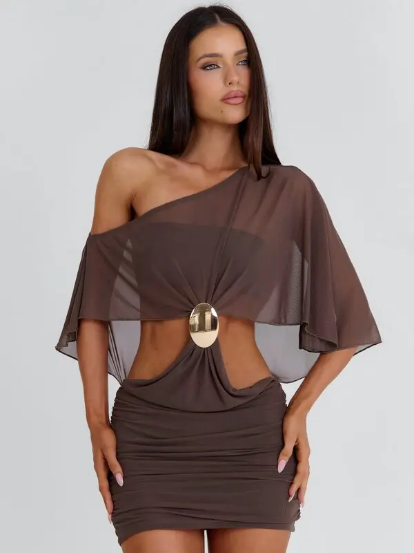 OUTCAST Madisyn Mini Dress Chocolate - Brown