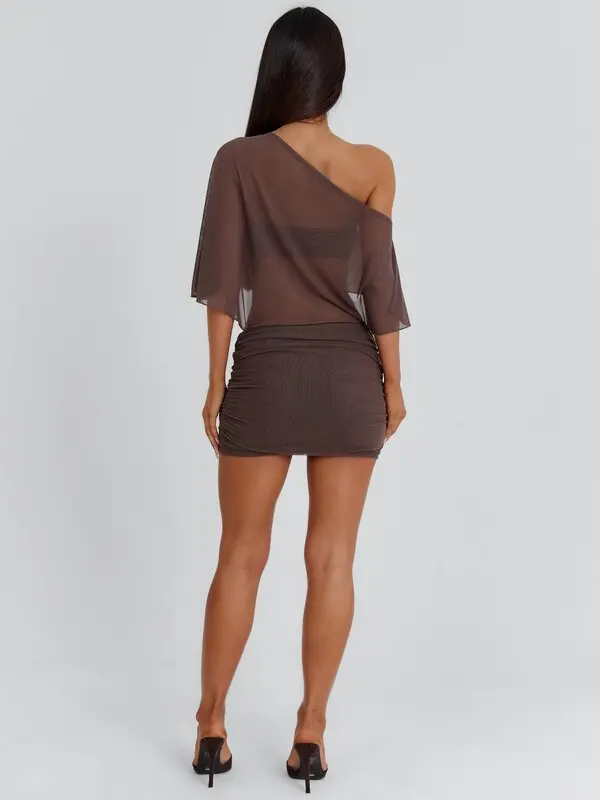 OUTCAST Madisyn Mini Dress Chocolate - Brown