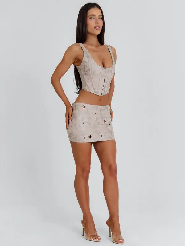 OUTCAST Zaya Mini Skirt Beige