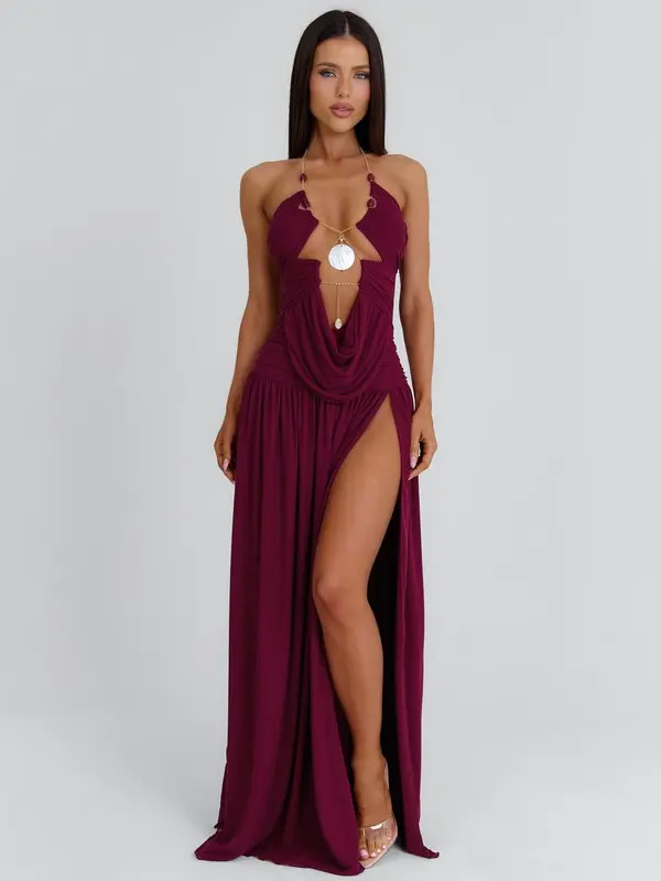 OUTCAST Nelly Maxi Dress Burgundy - Red