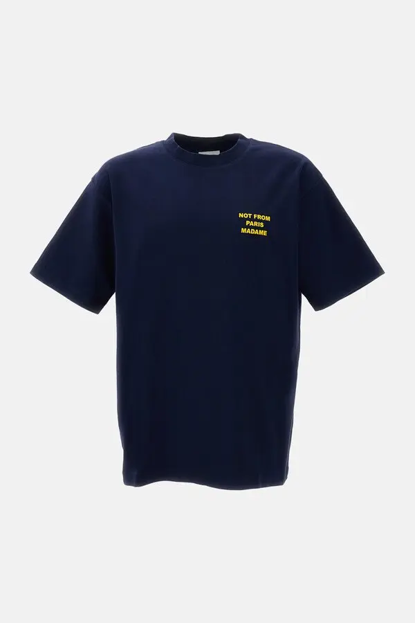 Drole De Monsieur Bold Slogan T-shirt - Blu