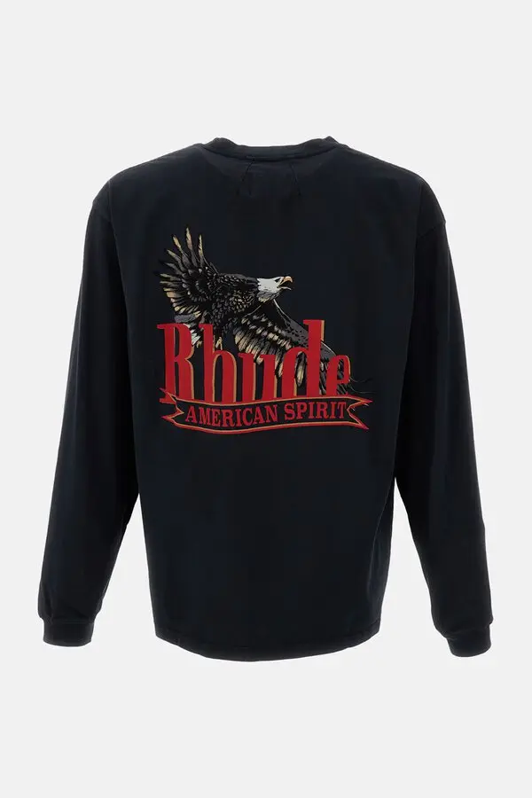 Rhude Maglia A Maniche Lunghe American Spirit Pocket - Black