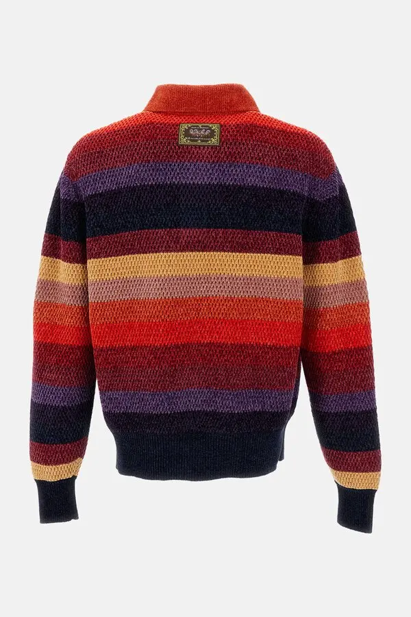 Drole De Monsieur Polo A Maniche Lunghe In Ciniglia A Strisce - Multicolor