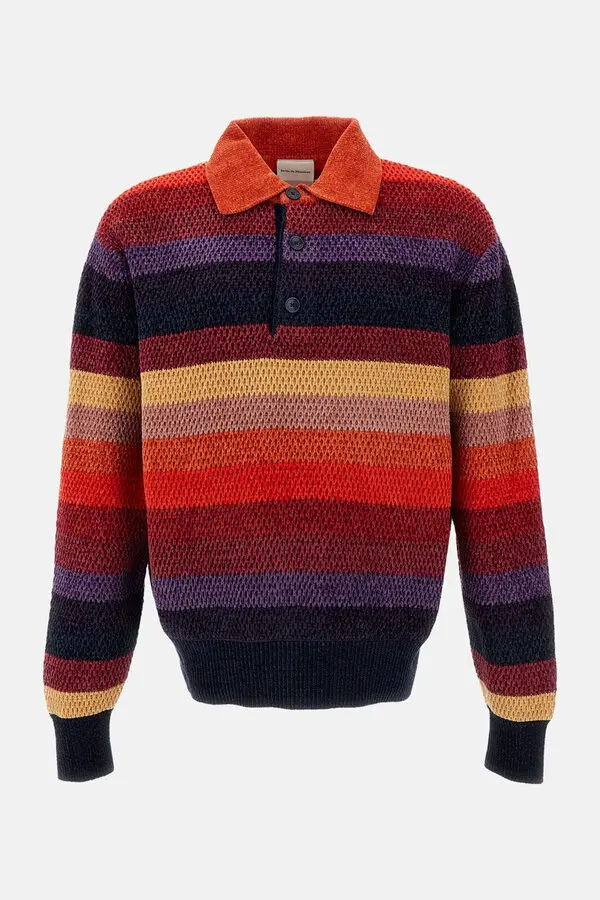 Drole De Monsieur Polo A Maniche Lunghe In Ciniglia A Strisce - Multicolore
